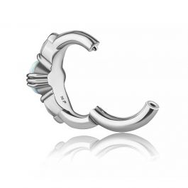 Gioiello ovale per ombelico con opale e zirconia