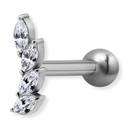 Gioiello da piercing in acciaio per helix con cristalli