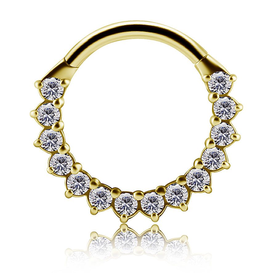 Daith piercing clicker dorato con cubic zirconia