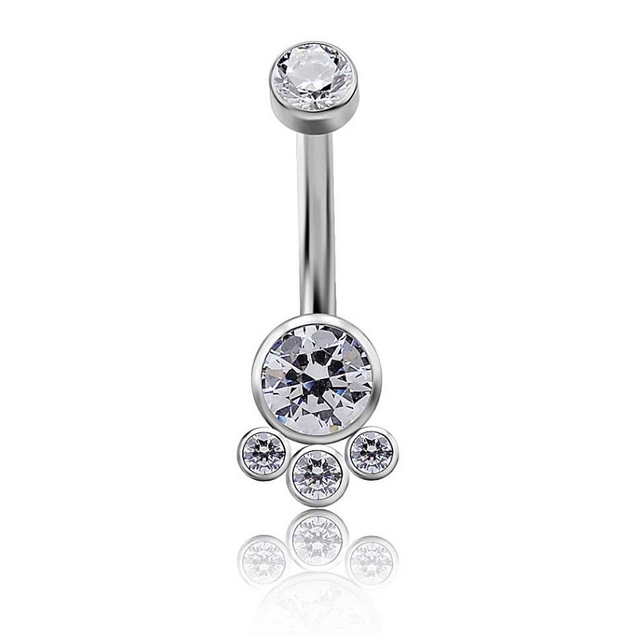 HAND-POLISHED TITANIUM NAVEL JEWEL WITH CRYSTALS