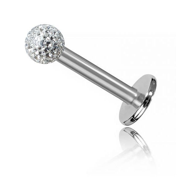PIERCING LABBRO CON SFERA DI CRISTALLI E RESINA
