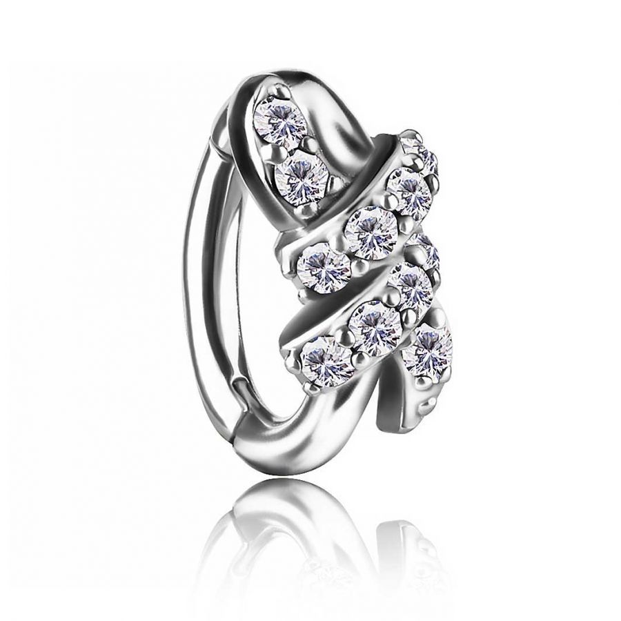 OVAL BELLY BUTTON PIERCING WITH PREMIUM CUBIC ZIRCONIA