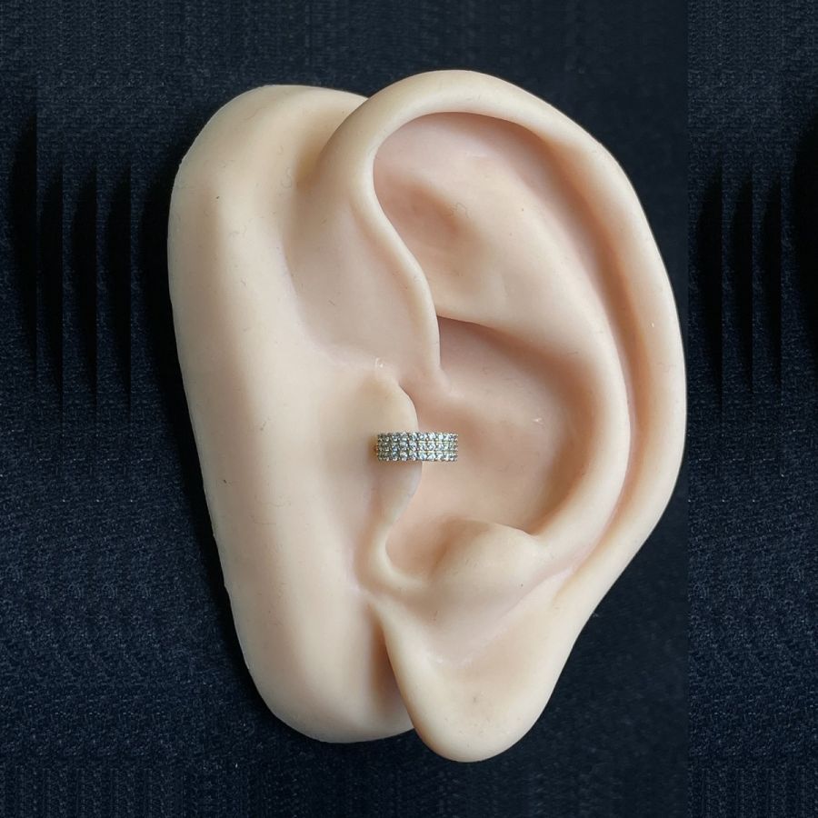 HELIX PIERCING WITH THREE ROWS OF CRYSTALS