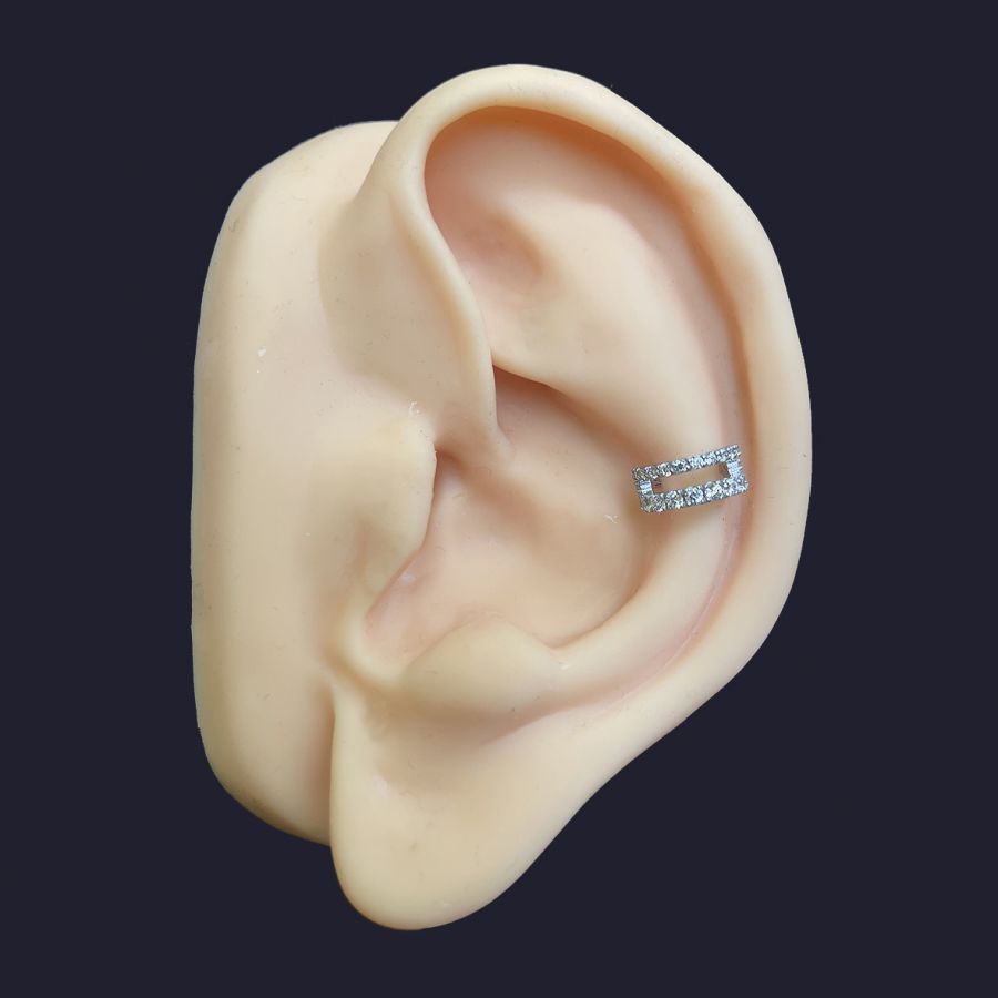 CLICKER RING WITH CRYSTALS FOR SNUG PIERCING